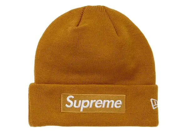 Supreme New Era Box Logo Beanie - Mustard