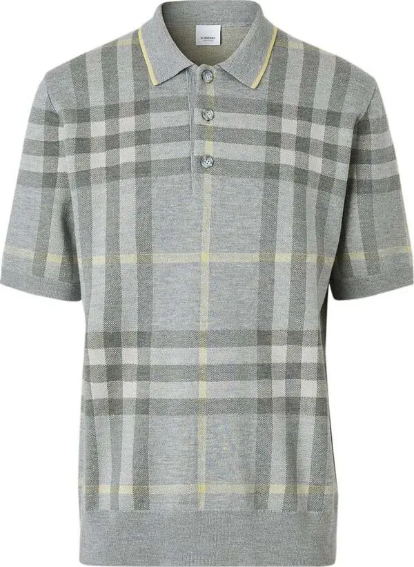 Burberry Woolsilk Check Polo Shirt