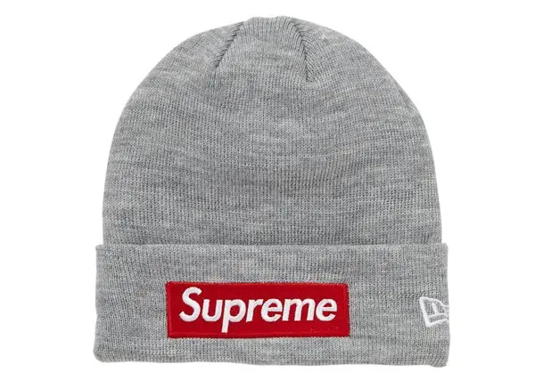 Supreme New Era Box Logo Beanie - Heather Grey