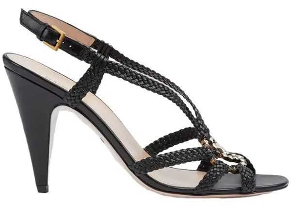 Gucci Crystal Interlocking G Heeled Sandals