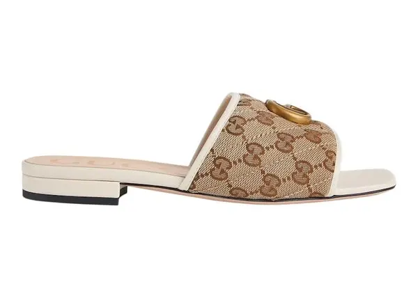 Gucci Double G Slide Sandal - Beige/ebony/white