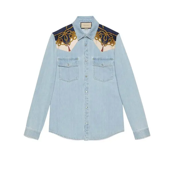 Gucci Chain Print Panelled Shirt