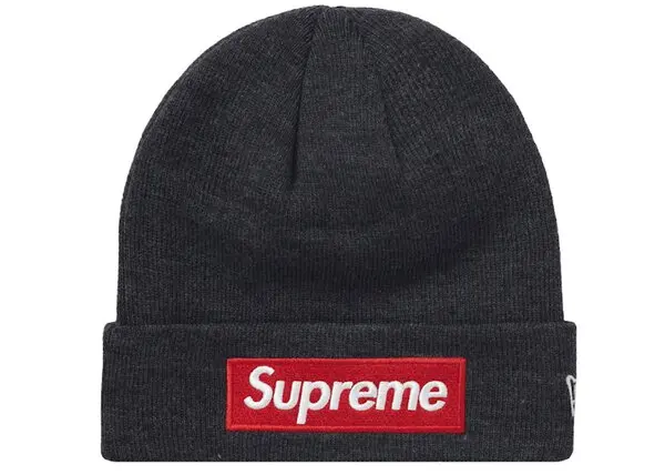 Supreme New Era Box Logo Beanie - Charcoal