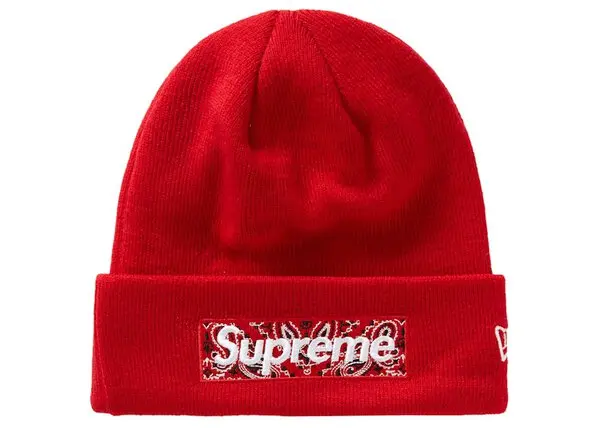 Supreme New Era Box Logo Beanie - Red