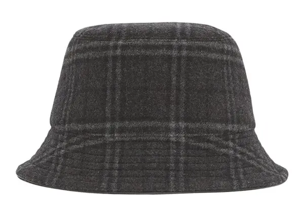 Burberry Wool Check Bucket Hat - Charcoal Gray
