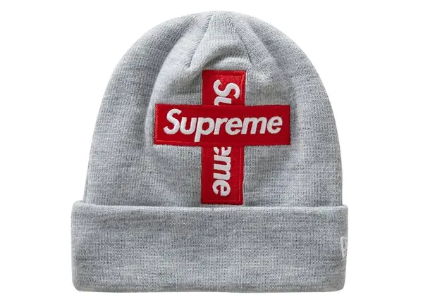 Supreme New Era Cross Box Logo Beanie - Heather Grey