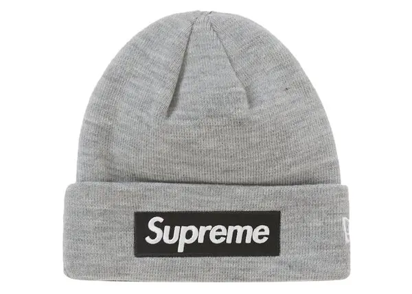 Supreme New Era Box Logo Beanie Fw22 - Heather Grey