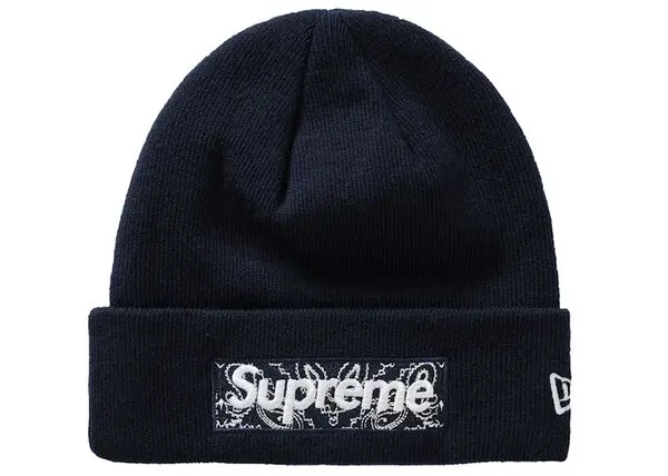 Supreme New Era Box Logo Beanie - Navy Blue