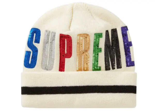 Supreme New Era Sequin Beanie - Natural