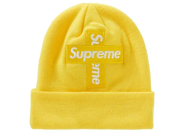 Supreme New Era Cross Box Logo Beanie - Lemon