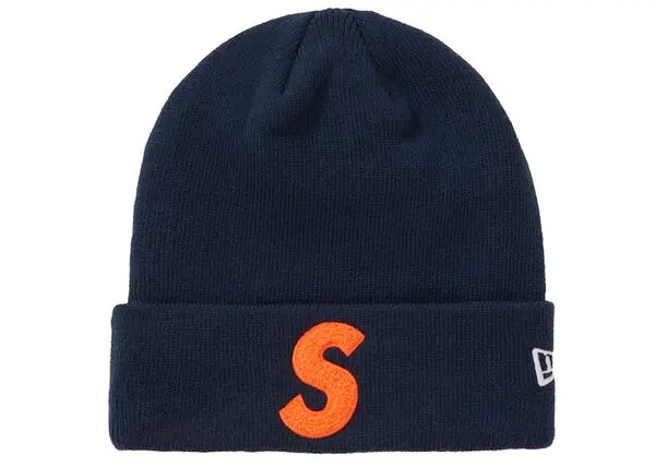 Supreme New Era S Logo Beanie - Navy Blue