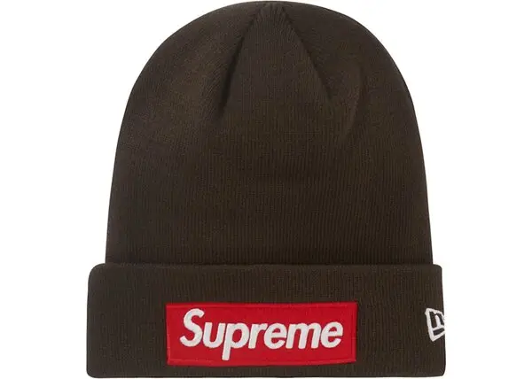 Supreme New Era Box Logo Beanie - Brown