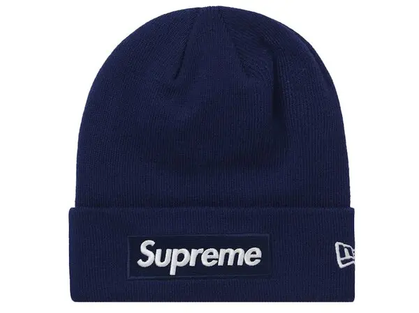 Supreme New Era Box Logo Beanie - Washed Navy Blue