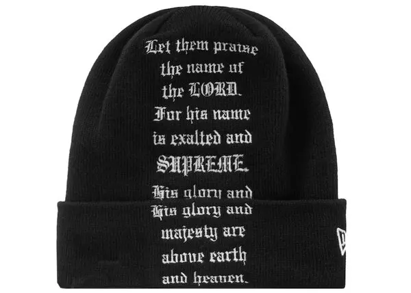 Supreme New Era Psalm Beanie - Black