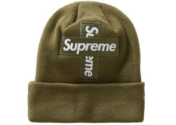Supreme New Era Cross Box Logo Beanie - Light Olive