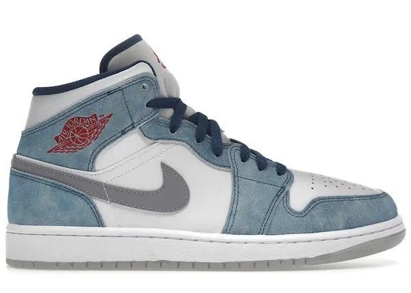 JORDAN 1 Mid Sneakers - French Blue/fire Red/white
