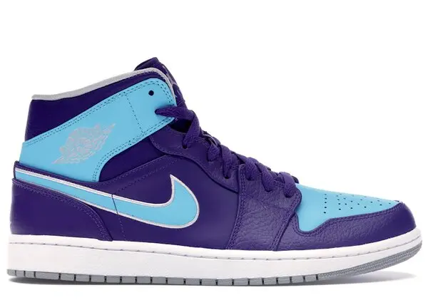 JORDAN 1 Mid Hornets - Court Purple/metallic Platinum/gamma Blue