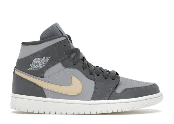 JORDAN 1 Mid Sneakers - Iron Grey/light Solar Flare Heather/white Onyx