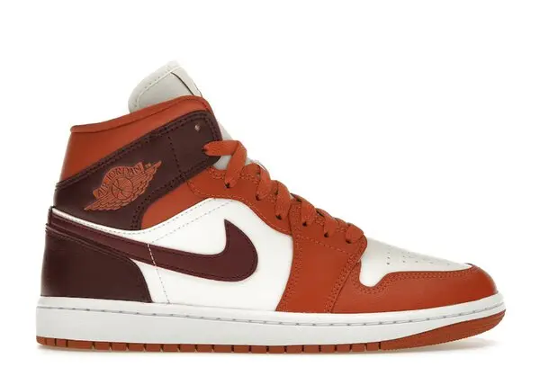 JORDAN 1 Mid Night Maroon Sneakers - Dusty Peach/sail/white