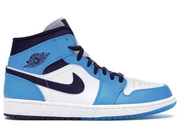 JORDAN 1 Mid Hornets - Blue Lagoon/grand Purple/white
