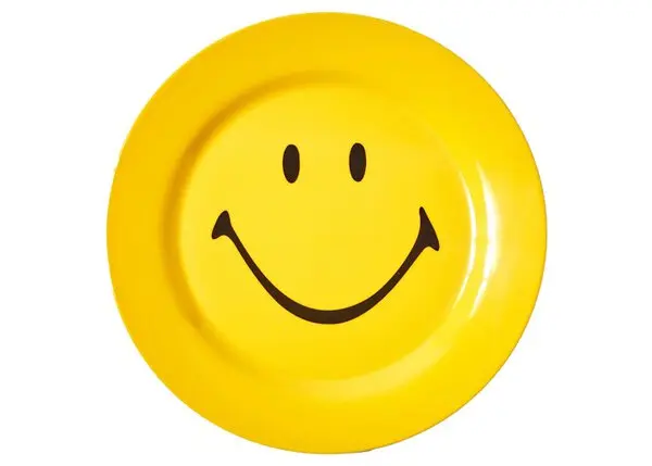 MARKET Smiley Plate 4 Piece Set - Yellow