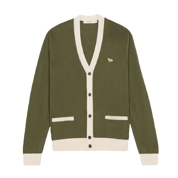 Maison Kitsuné Classic Cardigan With Baby Fox Patch - Khaki Grey