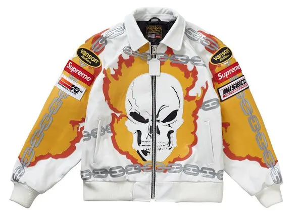 Supreme Vanson Leathers Ghost Rider Jacket - White