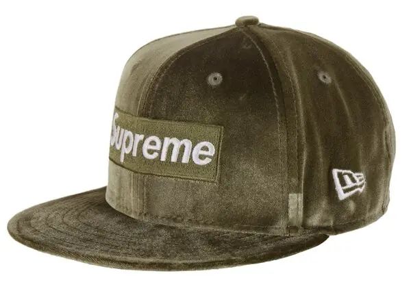 Supreme Velour Box Logo New Era Cap - Olive
