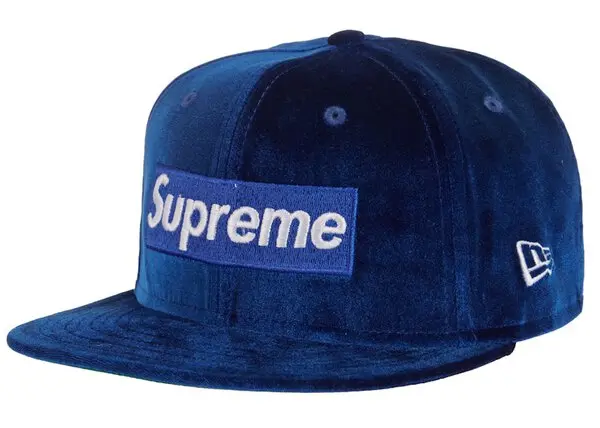 Supreme Velour Box Logo Cap - Navy Blue