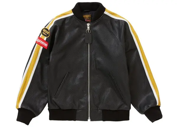 Supreme Vanson Leathers Perforated Bomber Jacket - Black