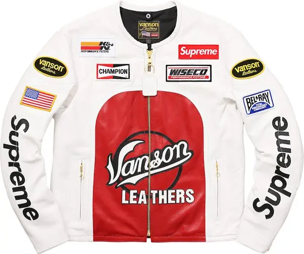 Supreme Vanson Leather Star Jacket - White