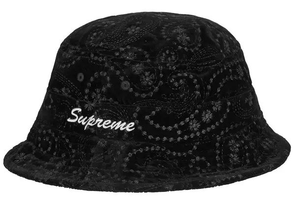 Supreme Velvet Paisley Boonie - Black