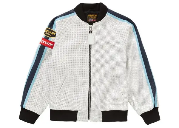 Supreme Vanson Leathers Perforated Bomber Jacket - White