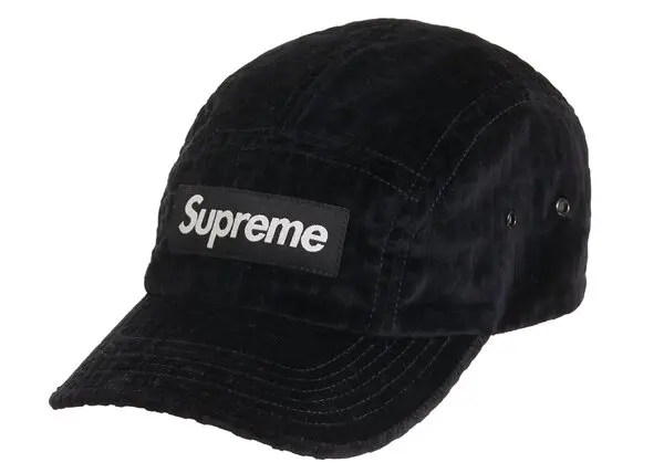 Supreme Velvet Pattern Camp Cap - Black