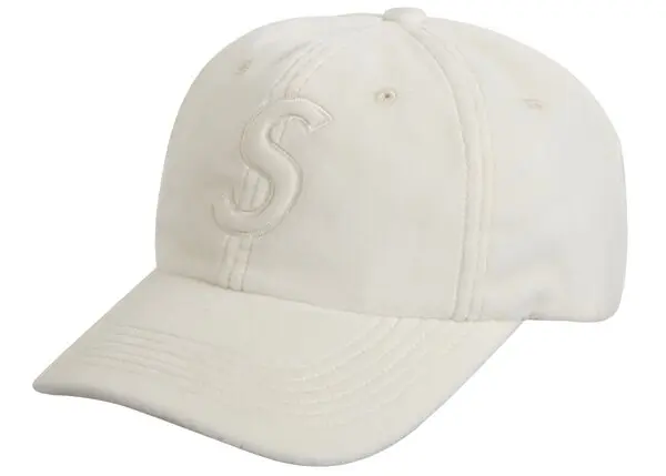 Supreme Velvet S Logo 6-panel Cap - White