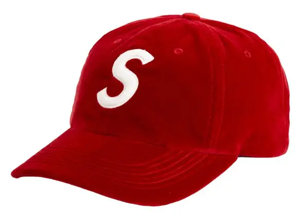 Supreme Velvet S Logo 6-panel Cap - Red