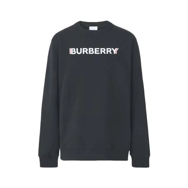 Burberry Logo Print Cotton Sweatshirt - Black