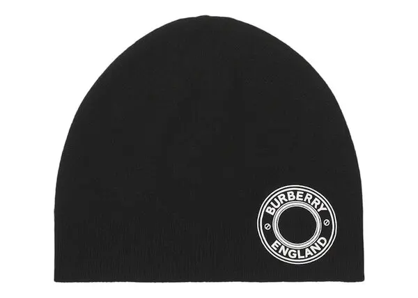 Burberry Logo Graphic Cashmere Blend Beanie - Black