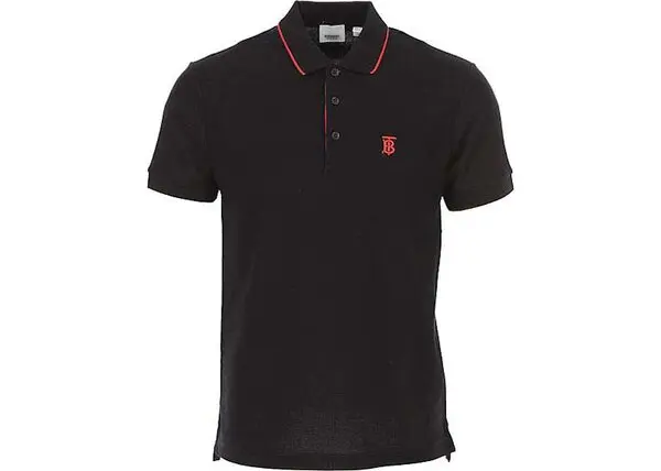 Burberry Monogrammotif Piqué Cotton Polo Shirt - Black