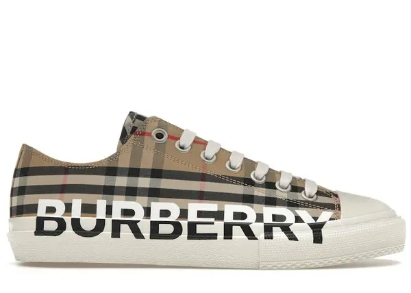 Burberry Logo Print Vintage Check Sneakers - Beige/black/white