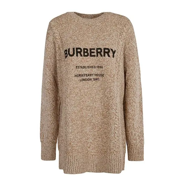 Burberry Mabel Horseferry Logo Print Oversize Wool & Cotton Sweater
