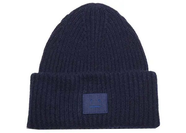 Acne Studios Face Logo Beanie - Navy Blue