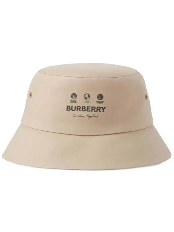 Burberry Logo Print Bucket Hat - Sand Beige