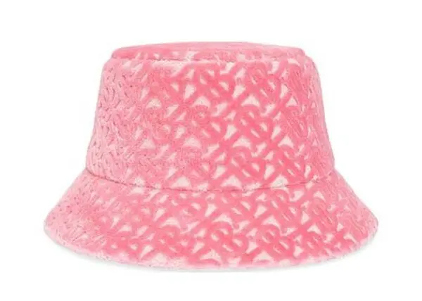 Burberry Monogram Velvet Bucket Hat - Pink/lime