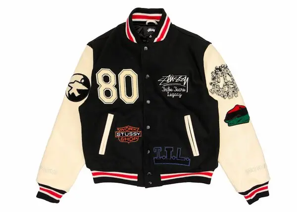 StÜssy X Denim Tears X Our Legacy Ttl Varsity Jacket - Black/white