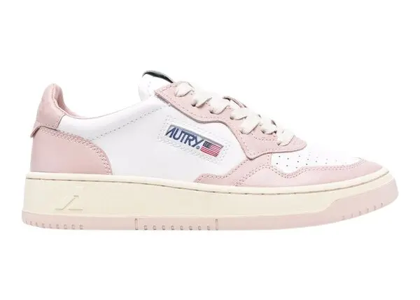 AUTRY Medalist Leather Low Top Sneakers - White/pink/cream