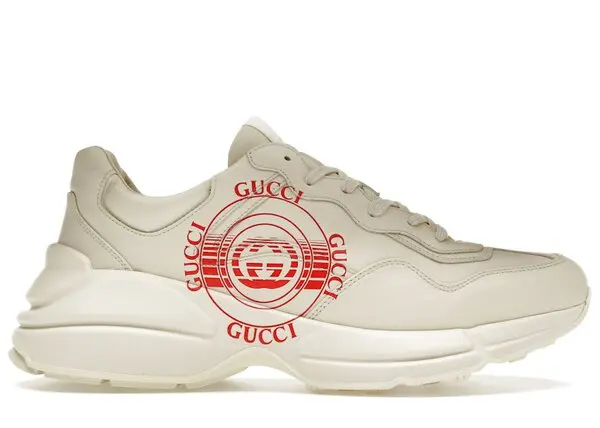 Gucci Rhyton Interlocking Sneakers - Ivory/red