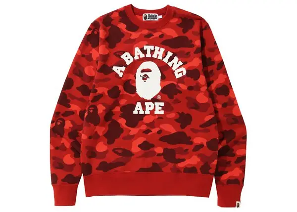 A BATHING APE Camo College Crewneck Sweatshirt - Red