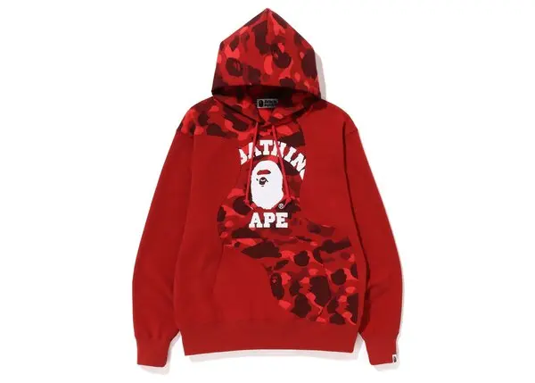 A BATHING APE Camo College Cutting Relaxed Fit Hoodie - Red