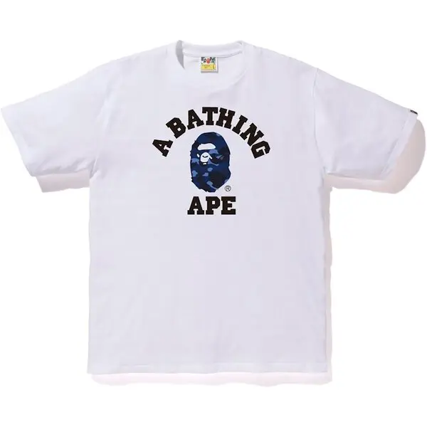 A BATHING APE Camo College Tee Shirt - White/blue